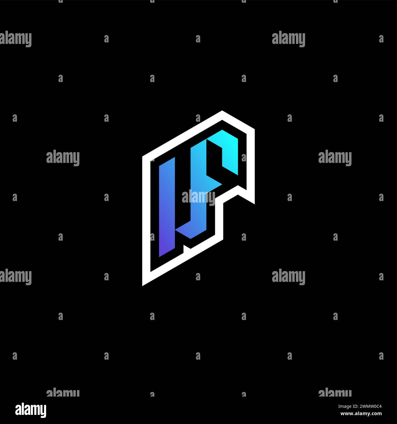 UF initial gradient blue gaming concept ideas for esport team, twitch ...
