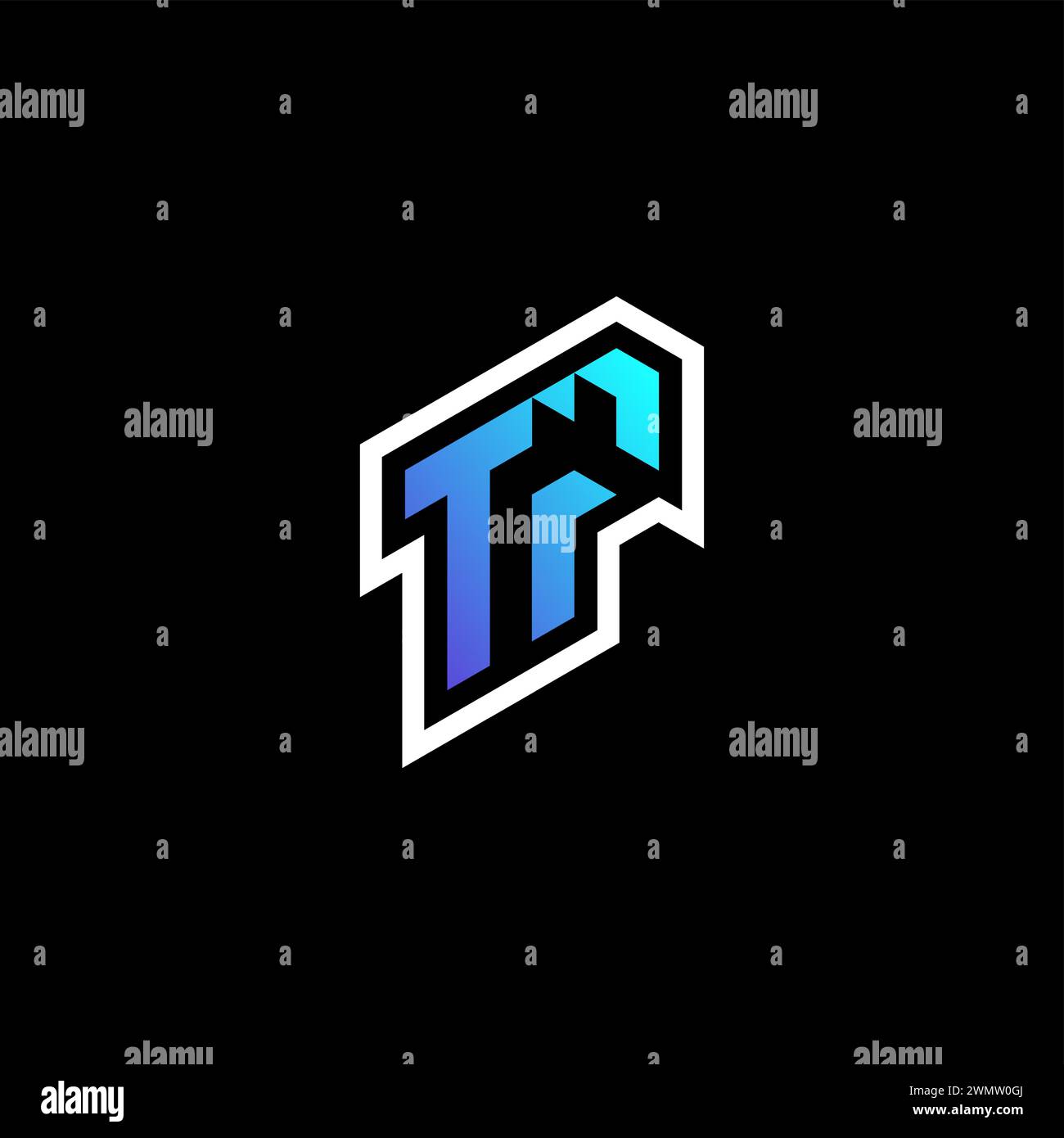 TF initial gradient blue gaming concept ideas for esport team, twitch ...