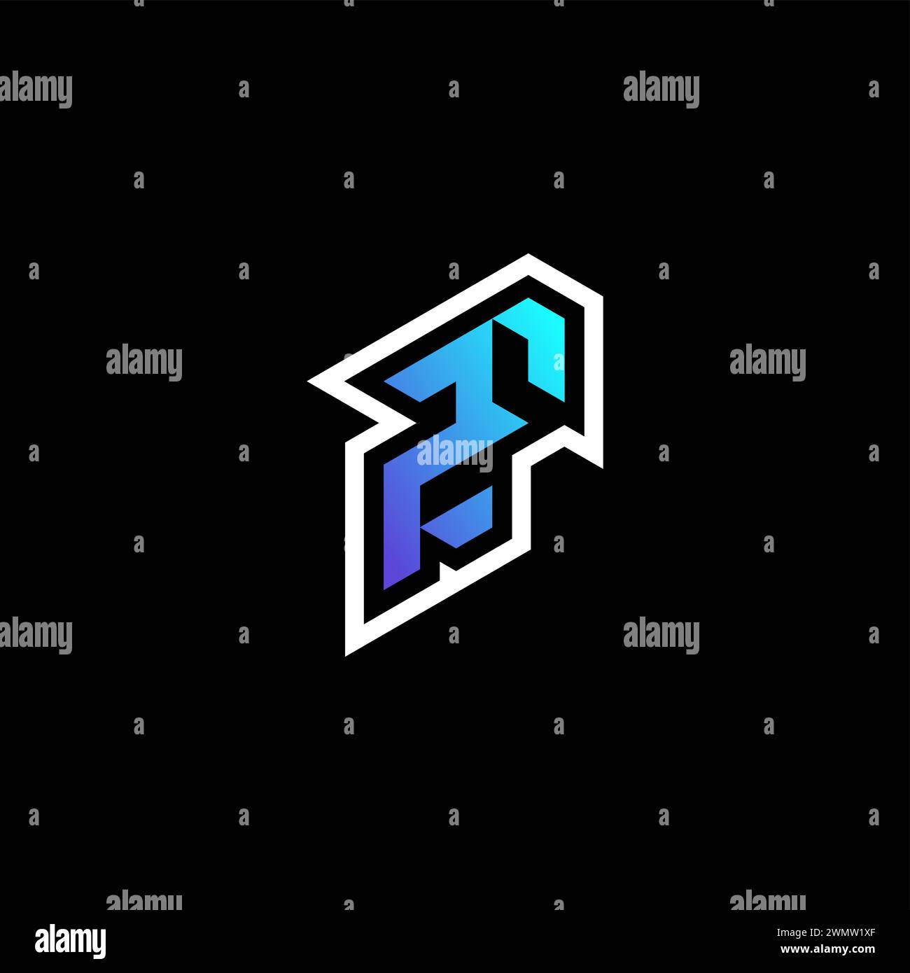 ZF initial gradient blue gaming concept ideas for esport team, twitch ...