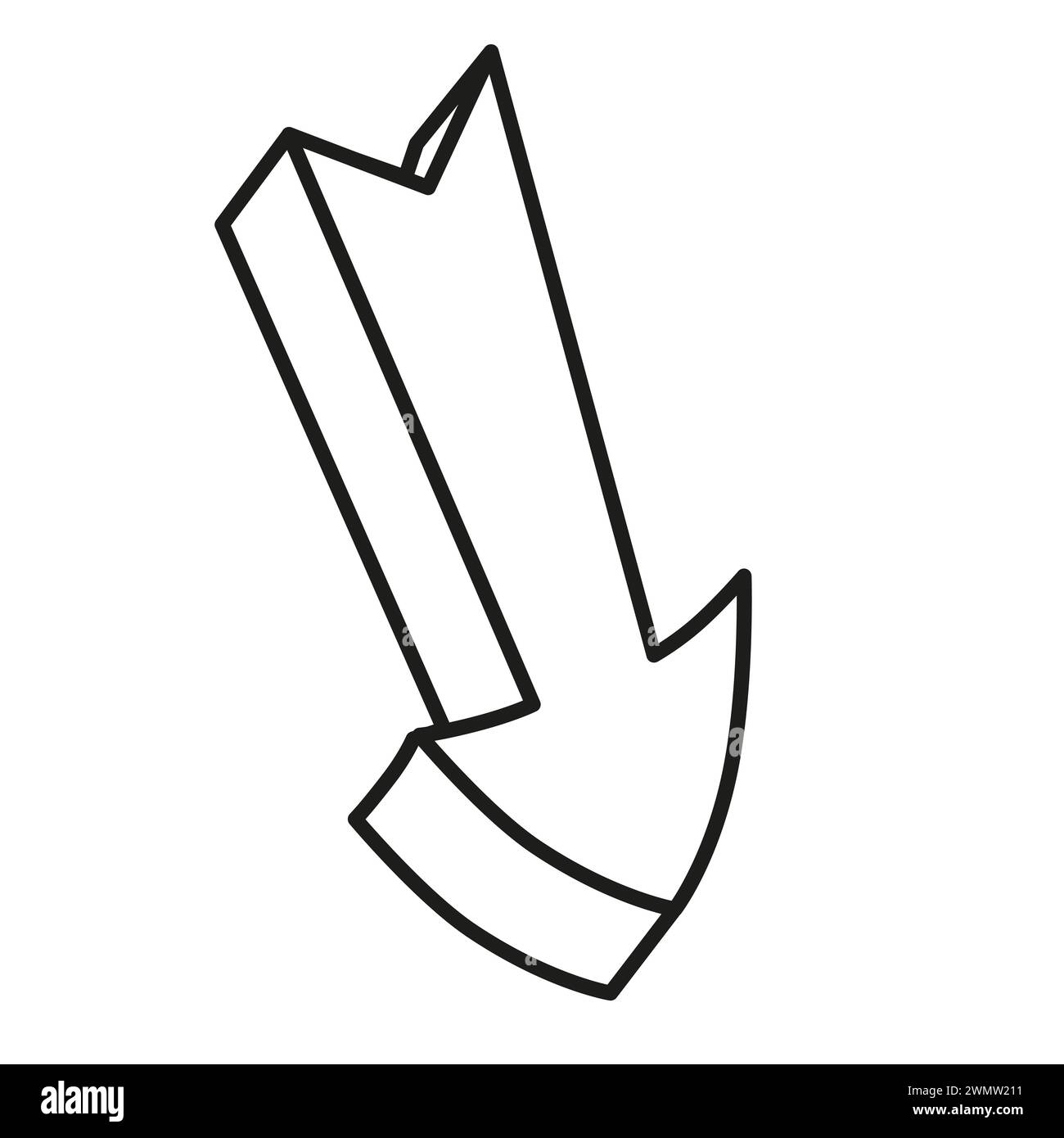 3d Vector abstract business arrow. Hand drawn geometric curved pointer ...