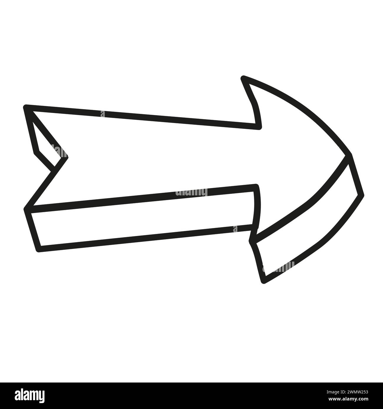 3d Vector abstract business arrow. Hand drawn geometric curved pointer ...