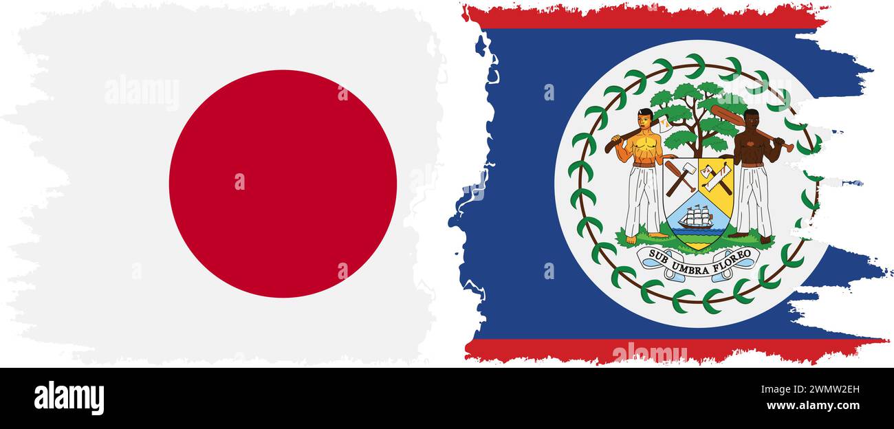 Belize and Japan grunge flags connection, vector Stock Vector Image ...