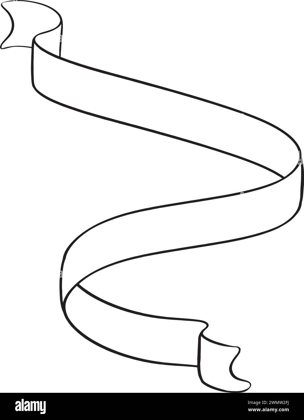 a black and white drawing of a ribbon on a white background Stock ...