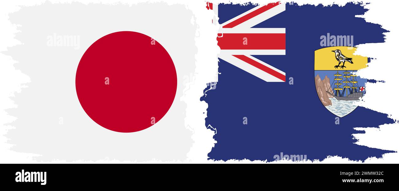 Saint Helena and Japan grunge flags connection, vector Stock Vector ...