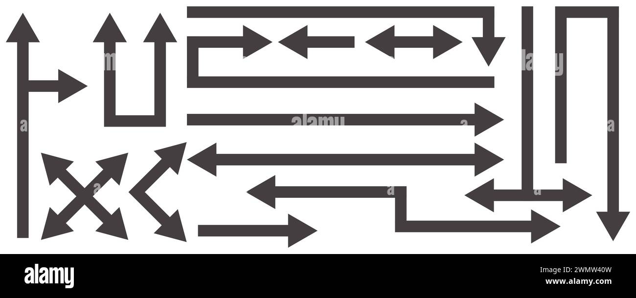 Straight long arrows. Horizontal black bold lines. Transport pointing ...