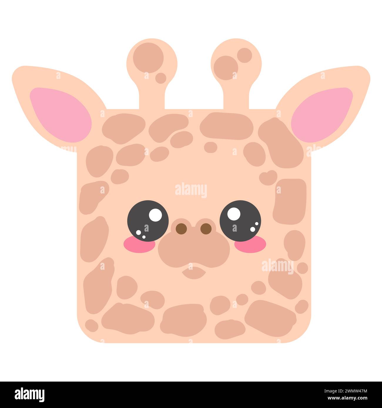 Cute square giraffe face. Cartoon head of animal character. Minimal ...