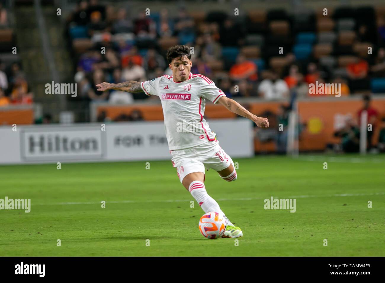 Cypress, Texas, USA. 27th Feb, 2024. St. Louis midfielder CELIO POMPEU ...