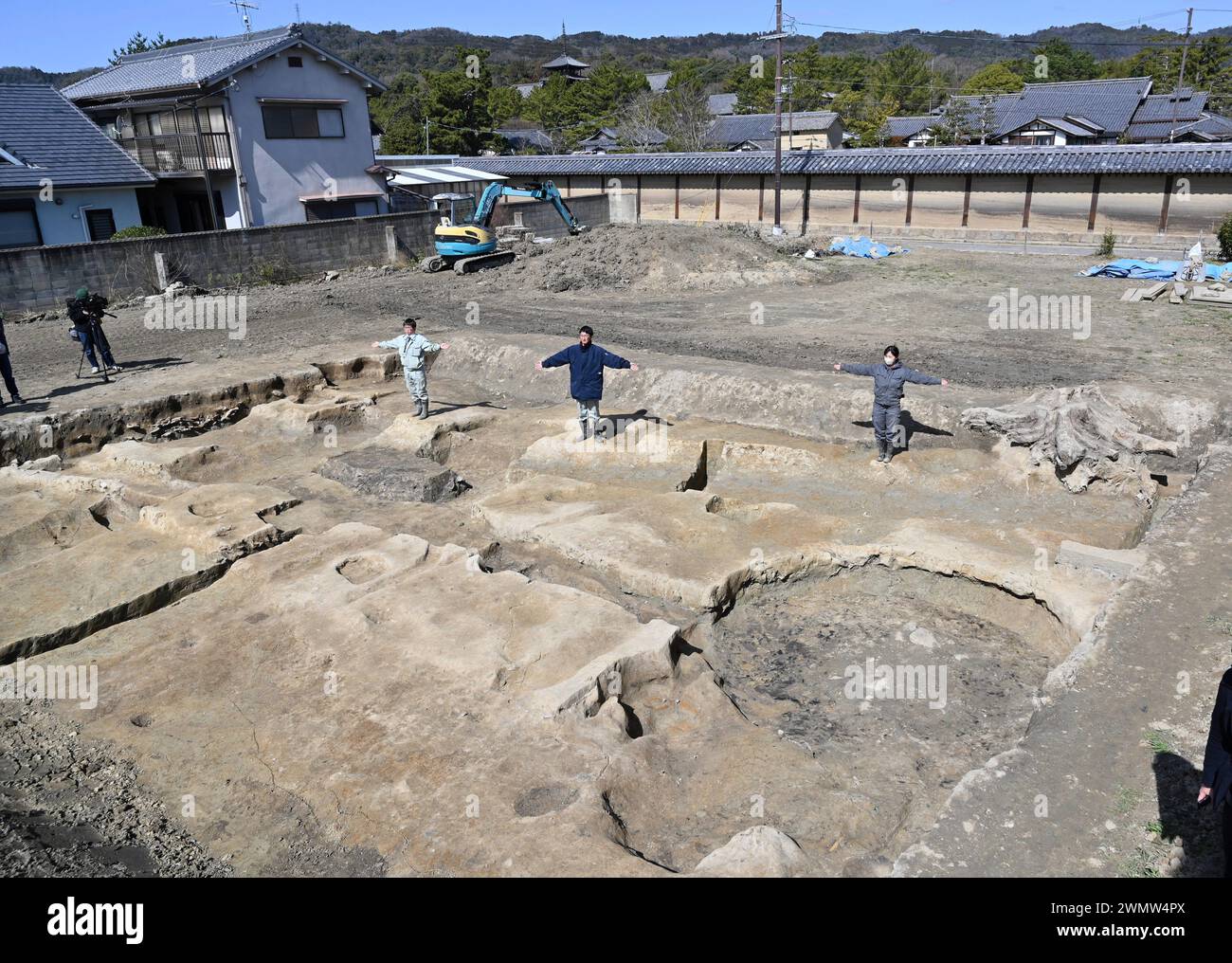 Wakakusagaran, a temple ruin at the precincts of Horyu-ji Temple, is ...