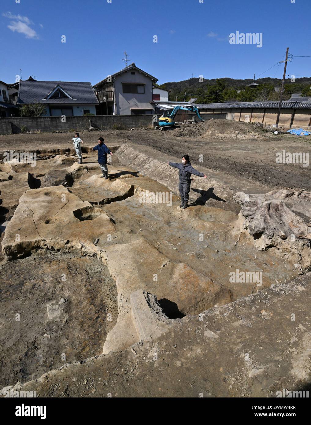 Wakakusagaran, a temple ruin at the precincts of Horyu-ji Temple, is ...