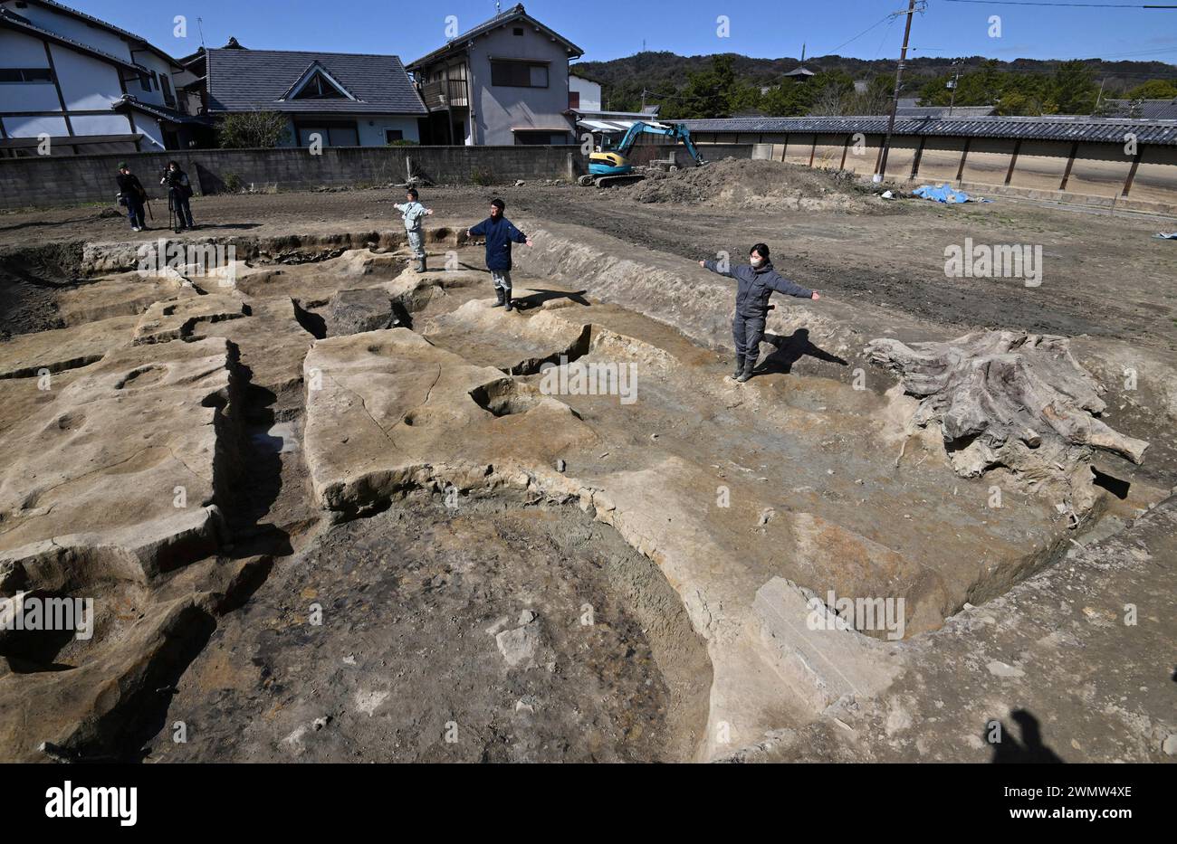 Wakakusagaran, a temple ruin at the precincts of Horyu-ji Temple, is ...