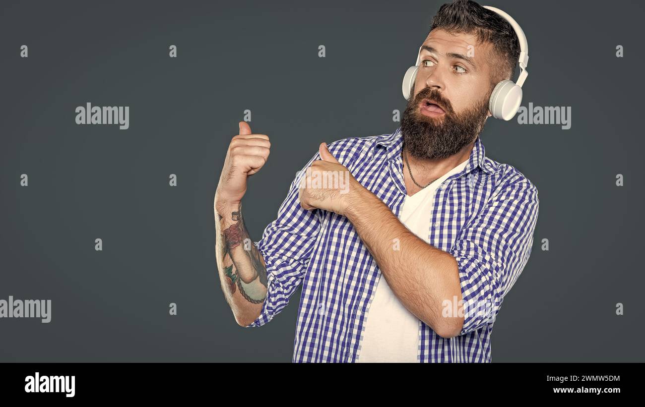 Shocked man listening music hi-res stock photography and images - Alamy