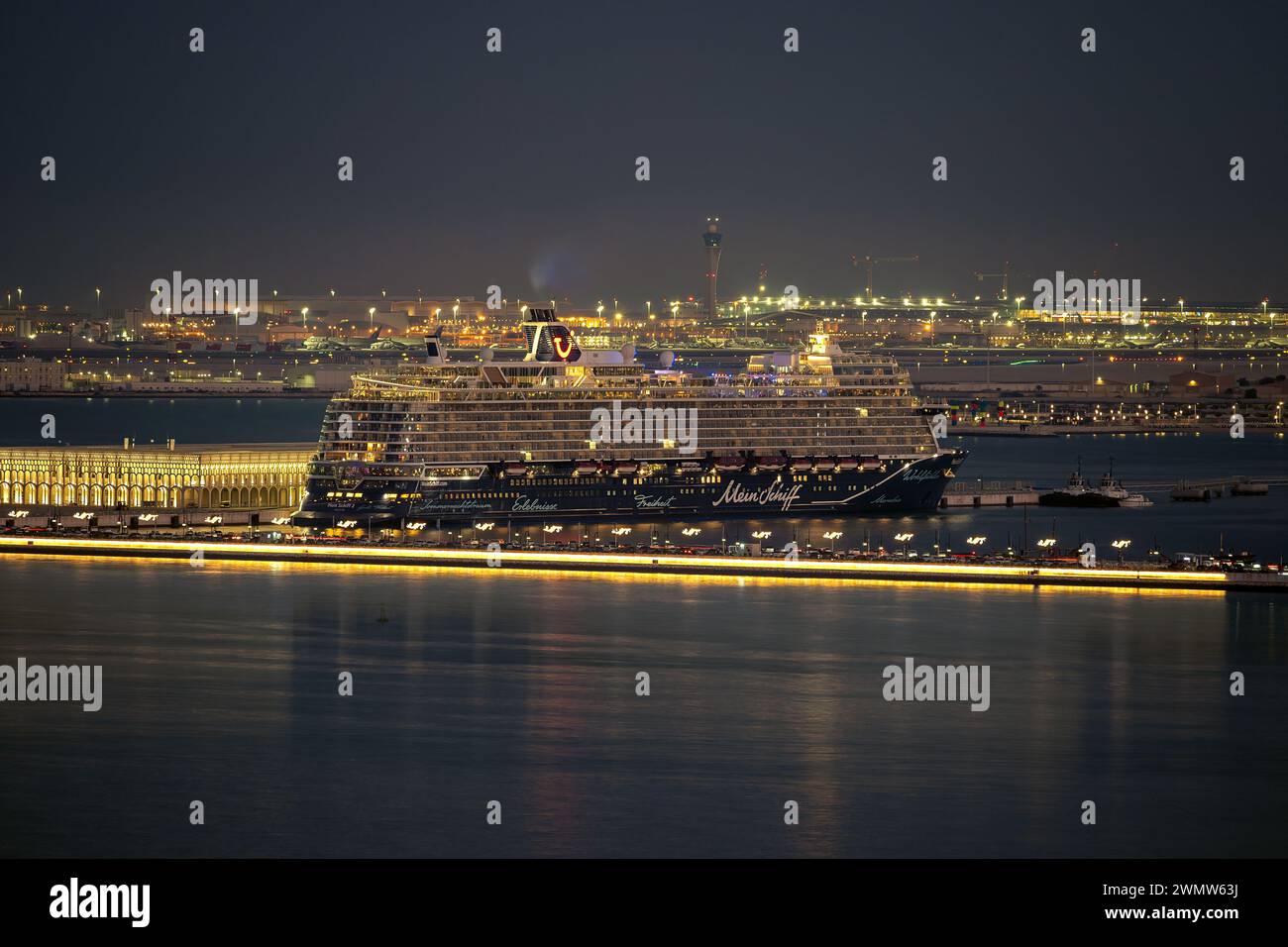 Mina Port Cruise Ship ‘Mein Schiff at old Doha port Qatar Stock Photo ...