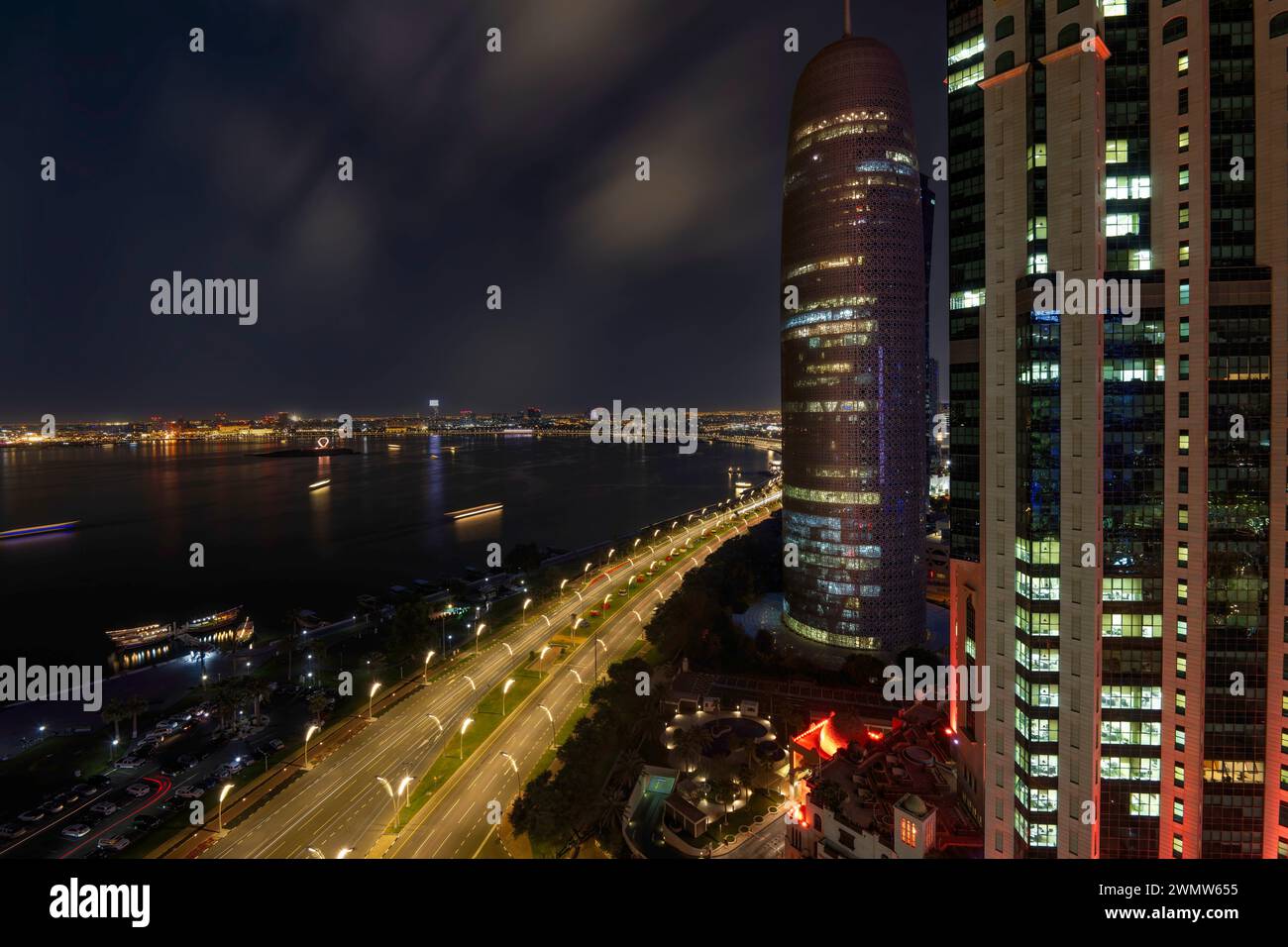 Sunrise view of Burj Doha . Iconic Doha Tower Stock Photo - Alamy