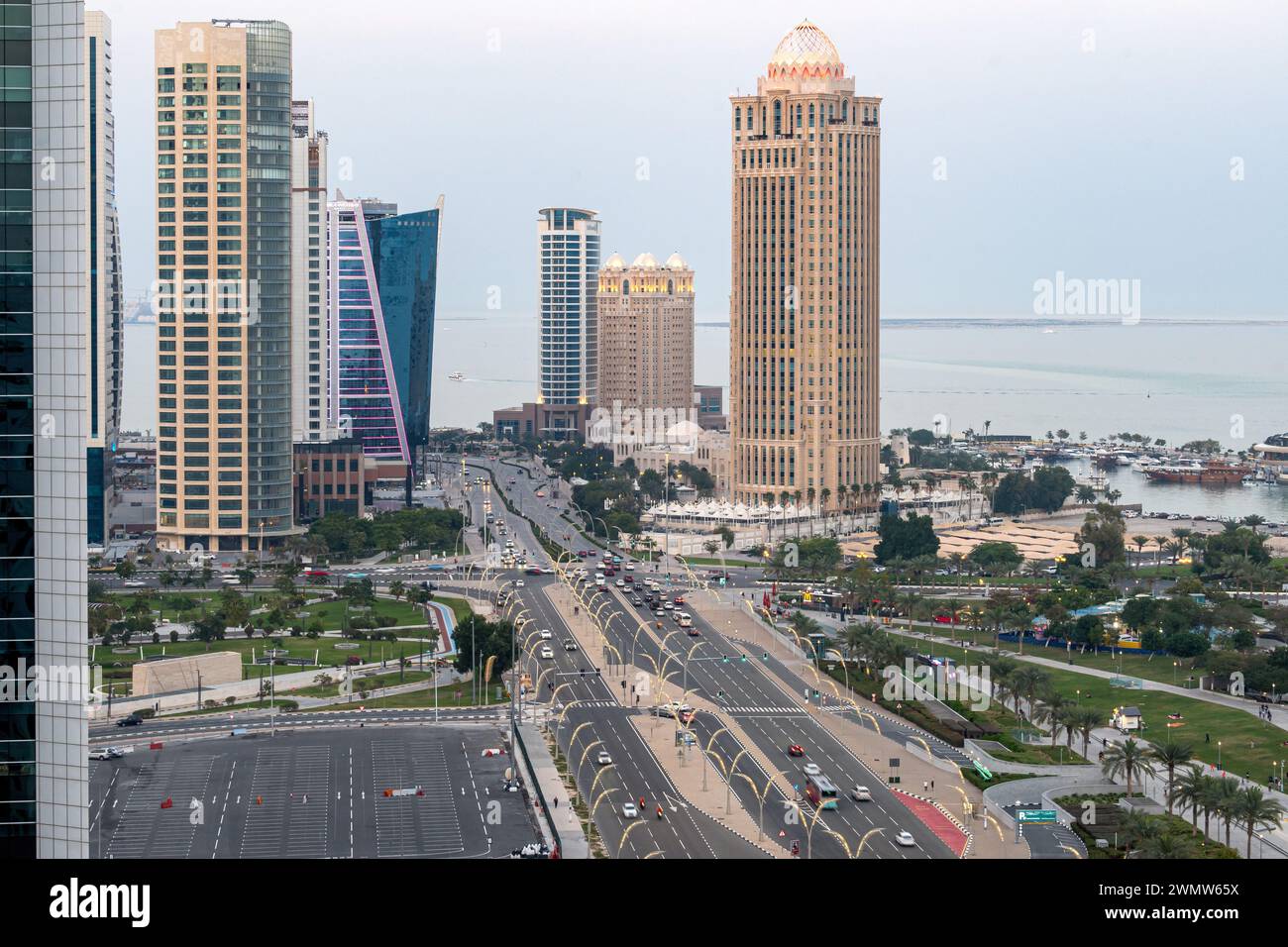Iconic Ooredoo Tower West bay Doha City Stock Photo - Alamy