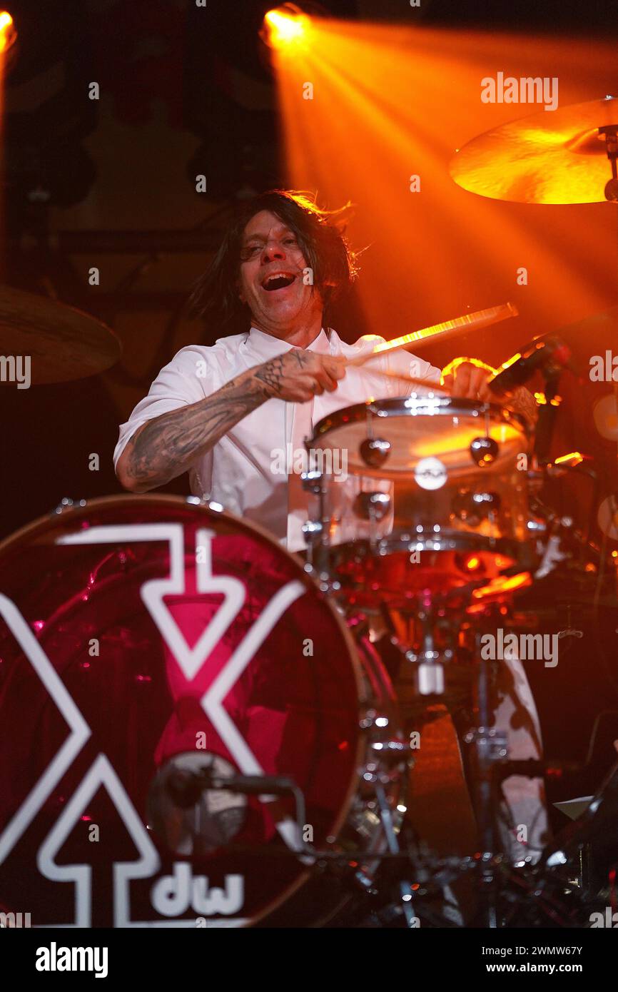 Dallas, United States. 26th Feb, 2024. Atom Willard, the drummer for ...