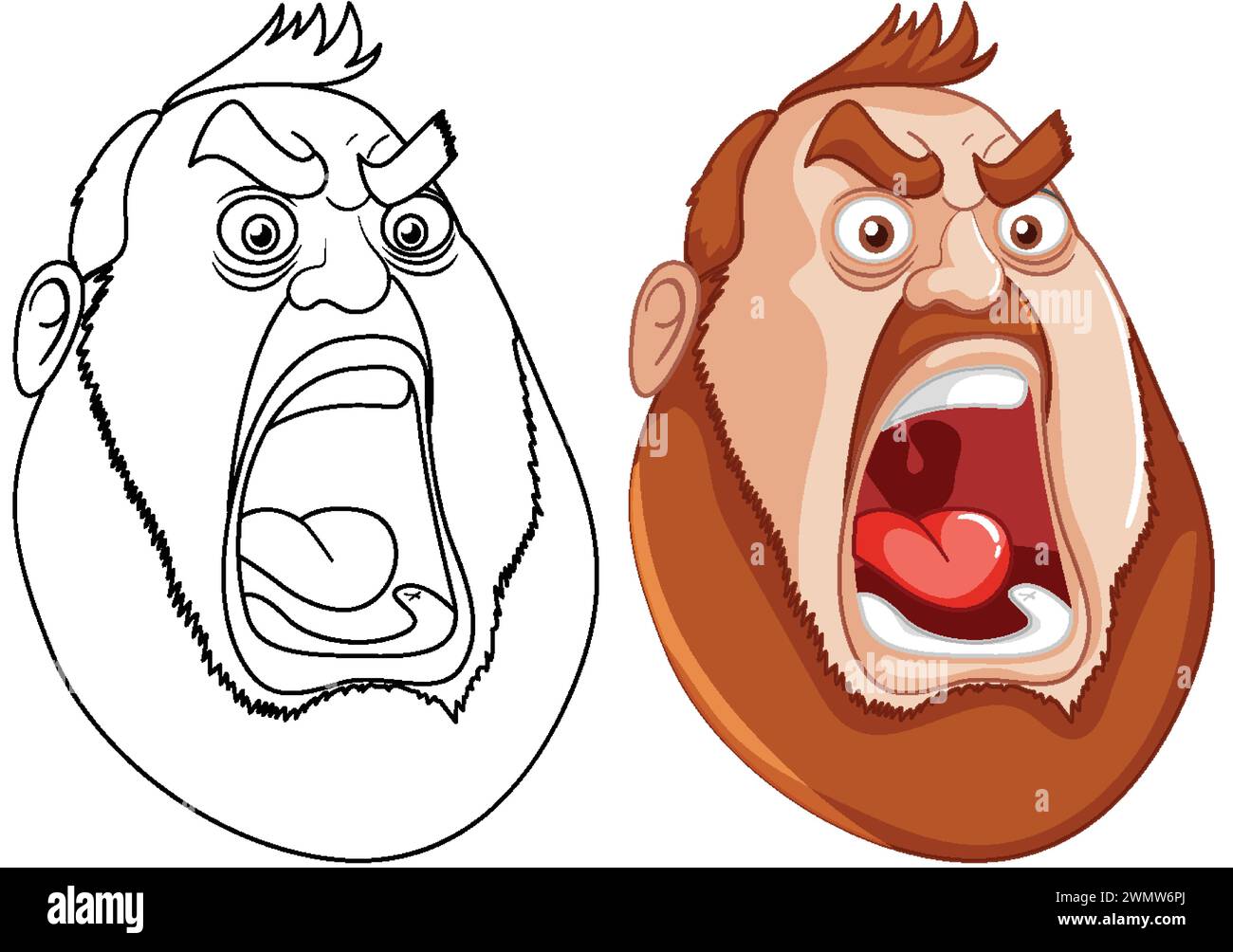 Two stages of a cartoon face expressing rage Stock Vector Image & Art ...