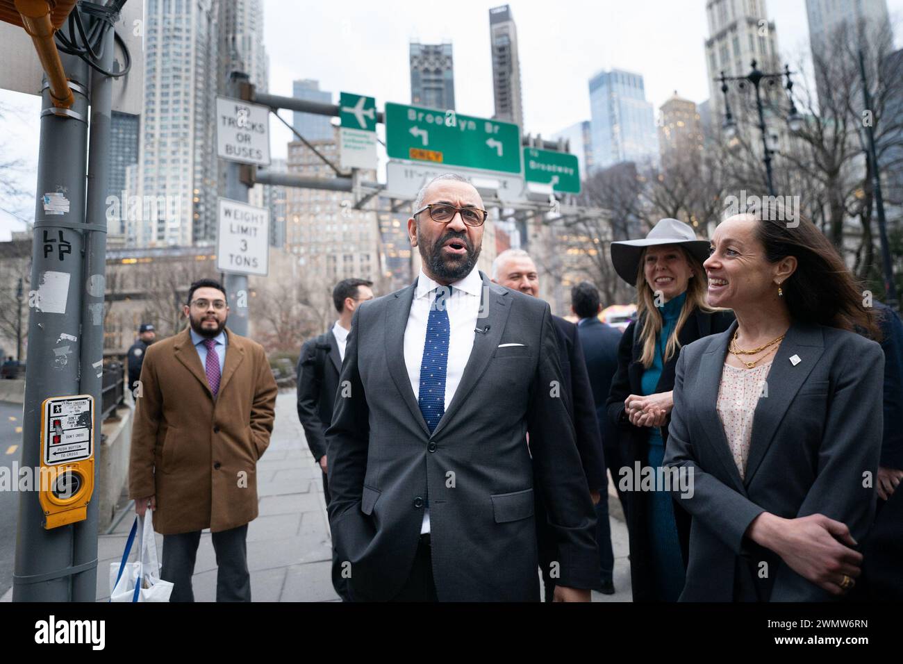 Home Secretary James Cleverly walks from City Hall where he met New ...
