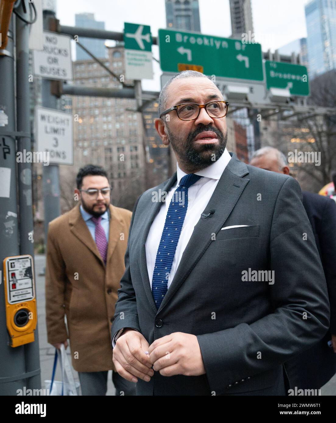 Home Secretary James Cleverly walks from City Hall where he met New ...