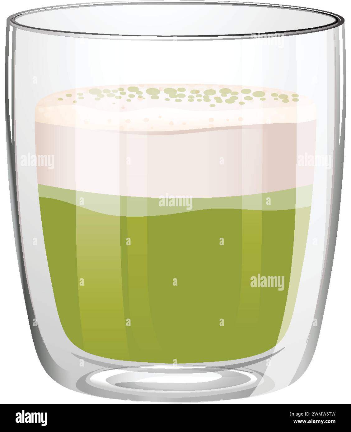 Vector illustration of a matcha latte in a clear glass Stock Vector ...