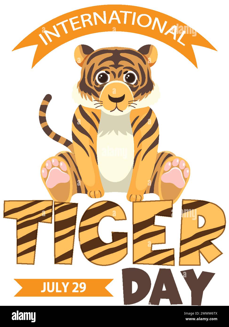 Cute tiger cartoon promoting wildlife conservation event Stock Vector ...