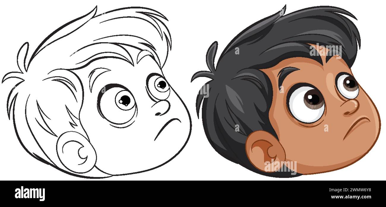Two cartoon boys looking up with curiosity Stock Vector Image & Art - Alamy