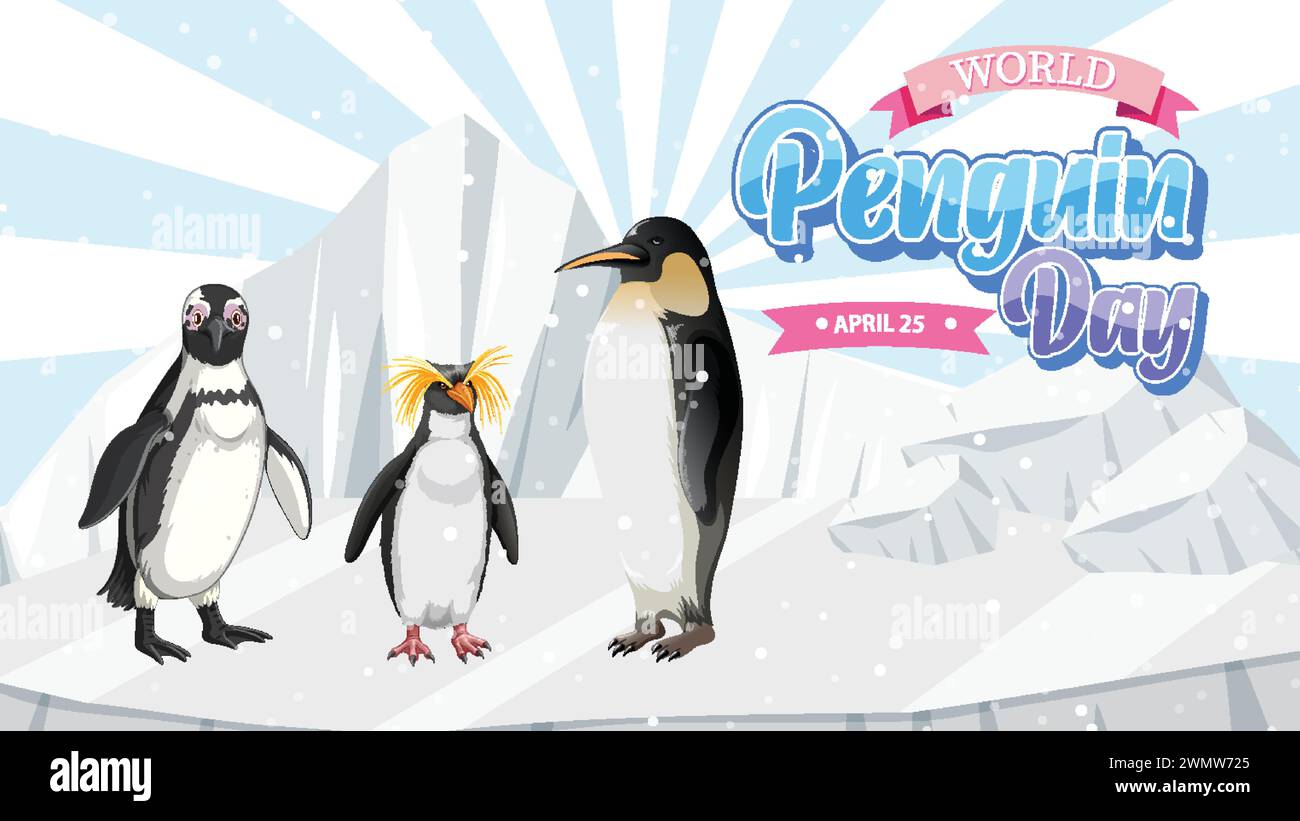 Three penguins celebrating their special day together Stock Vector ...