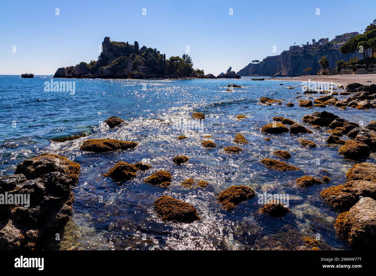 Taormina, Sicily, Italy - February 15, 2023: Panoramic view of Capo ...