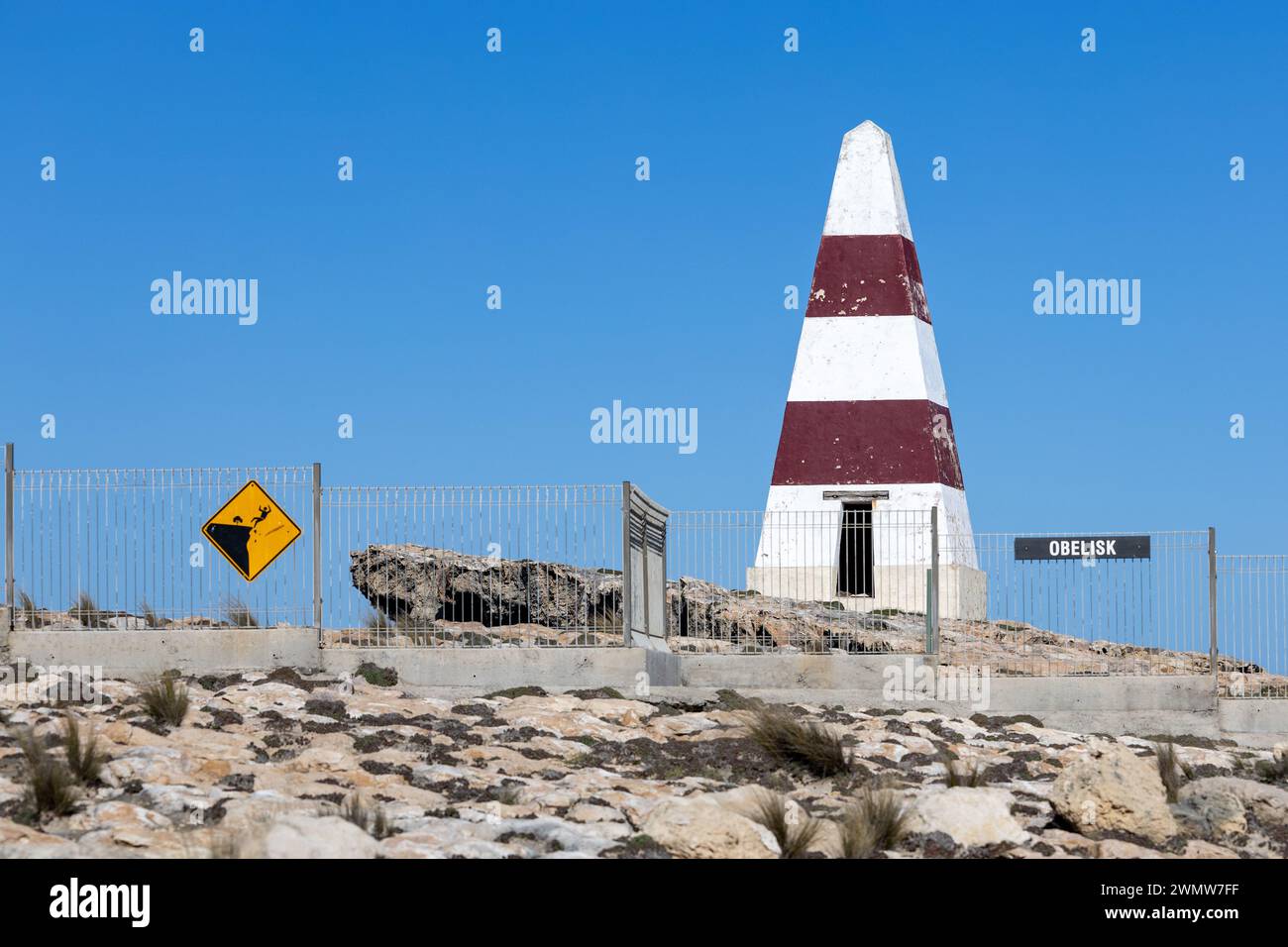 The iconic Obelisk and safety fence in Robe South Australia on October ...