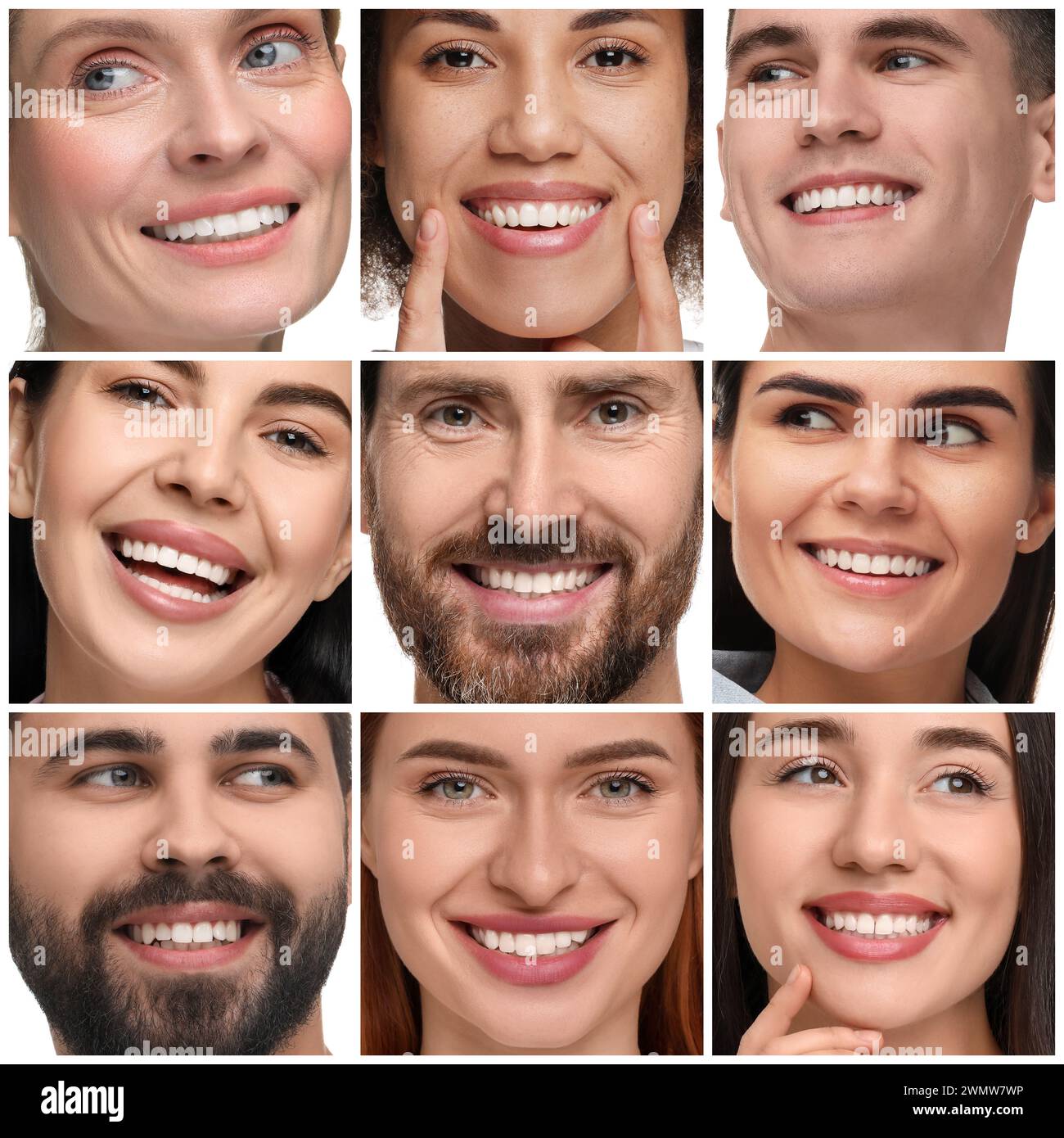 People showing white teeth, collage of photos Stock Photo - Alamy