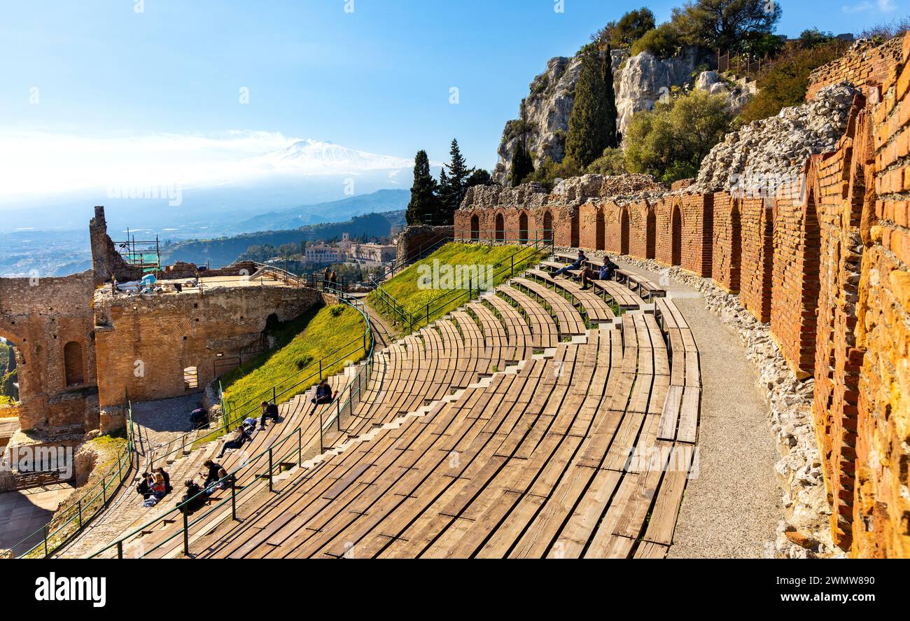 Taormina, Sicily, Italy - February 15, 2023: Greek and Roman period ...