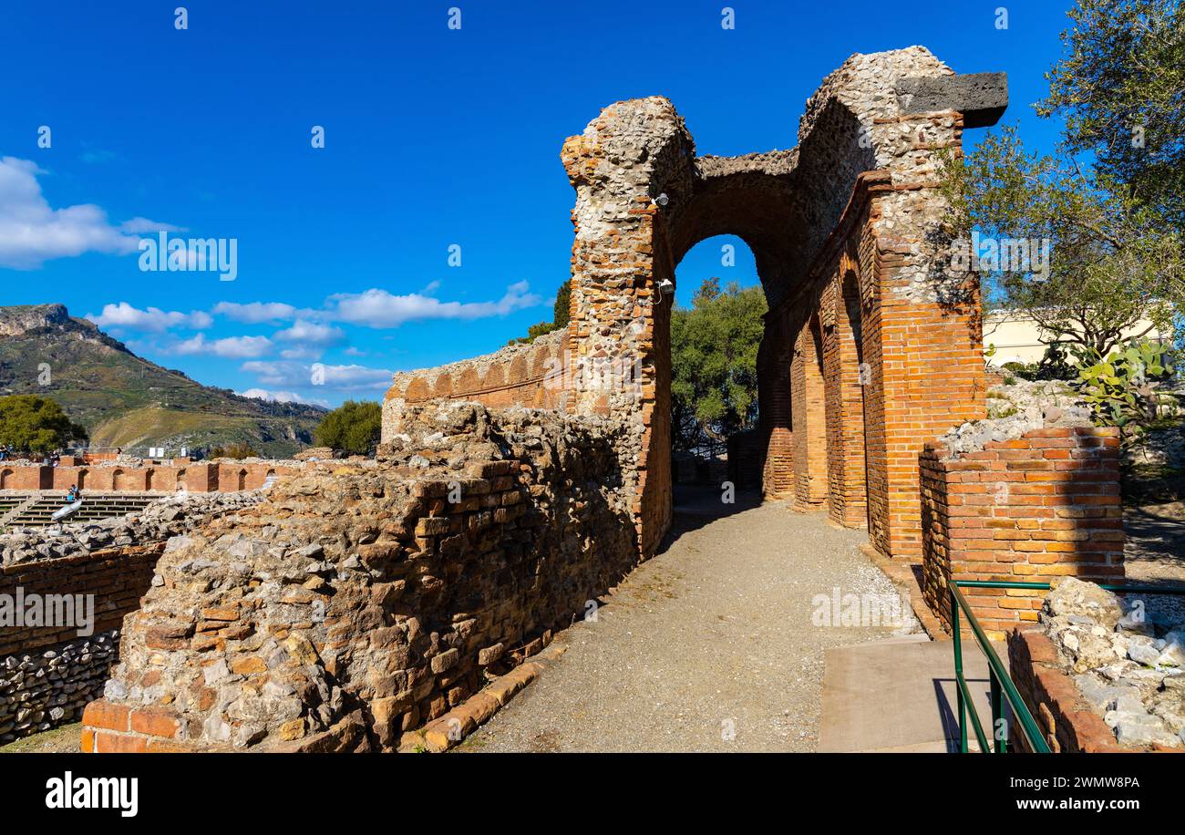 Taormina, Sicily, Italy - February 15, 2023: Greek and Roman period ...
