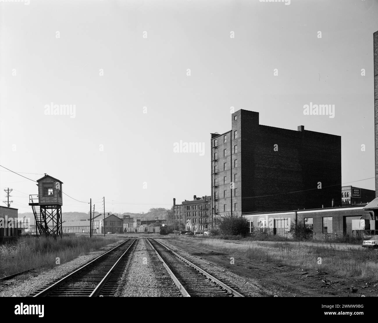 Illinois central Railroad Tracks, with Dubuque paper Company Warehouse ...