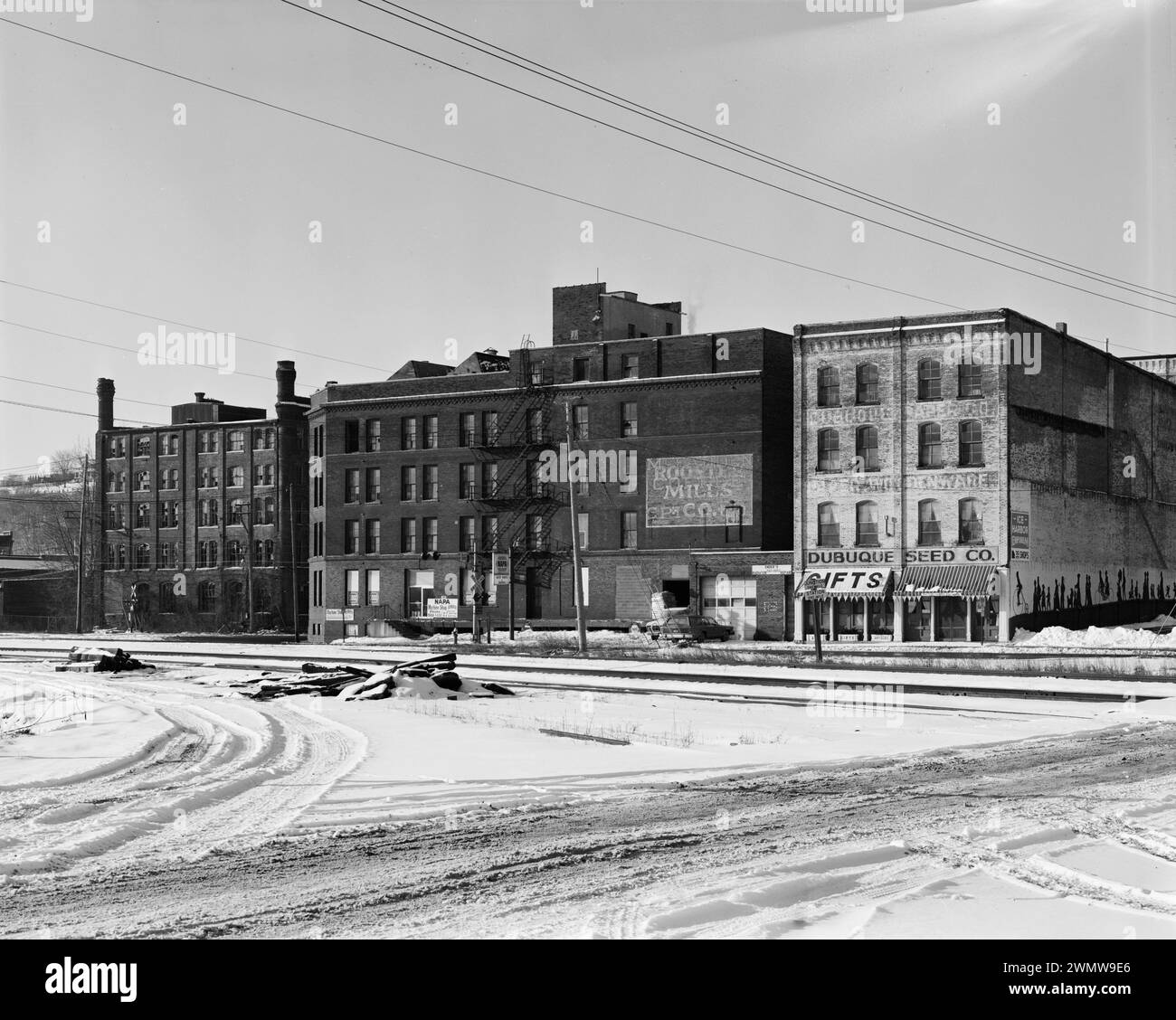 Factory building snow Black and White Stock Photos & Images - Alamy
