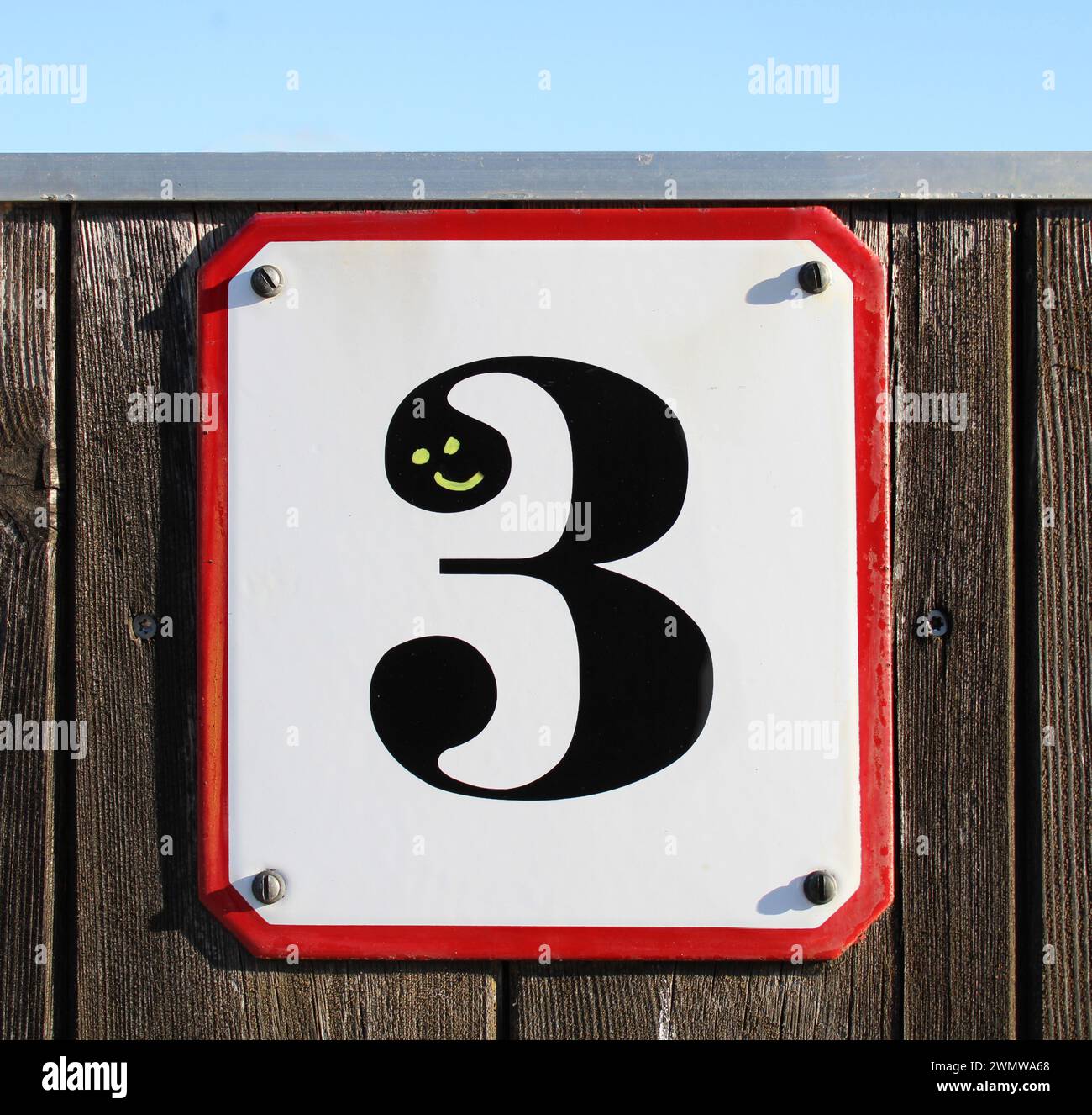 collage, number 3 metal sign, a wooden wall with smiley, blue sunshine ...
