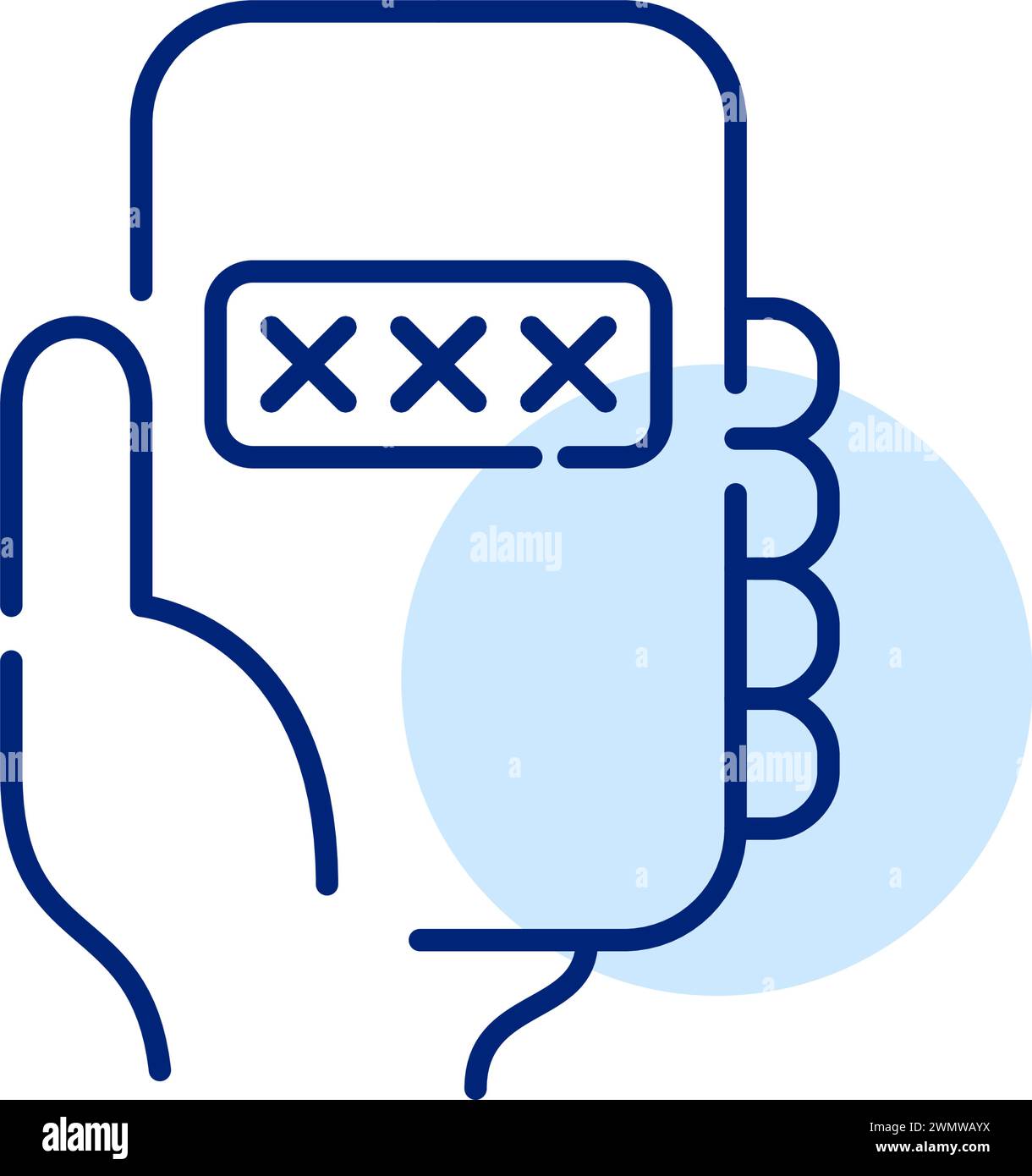 Hand holding phone with password dialog box. Pixel perfect, editable ...
