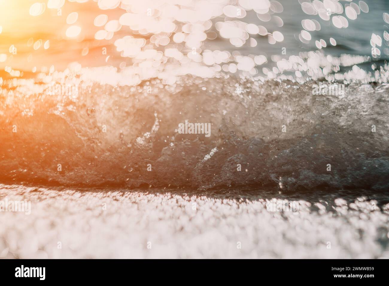 Abstract sea summer ocean sunset nature background. Small waves on ...