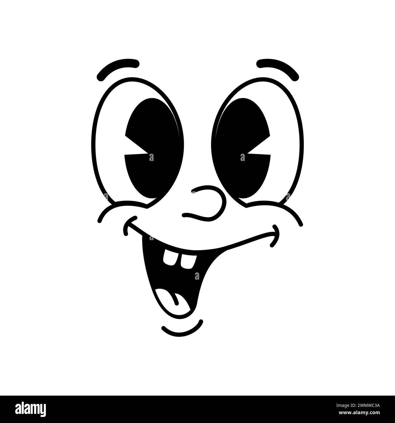 Cartoon funny comic groovy smiling face emotion, retro cute emoji ...
