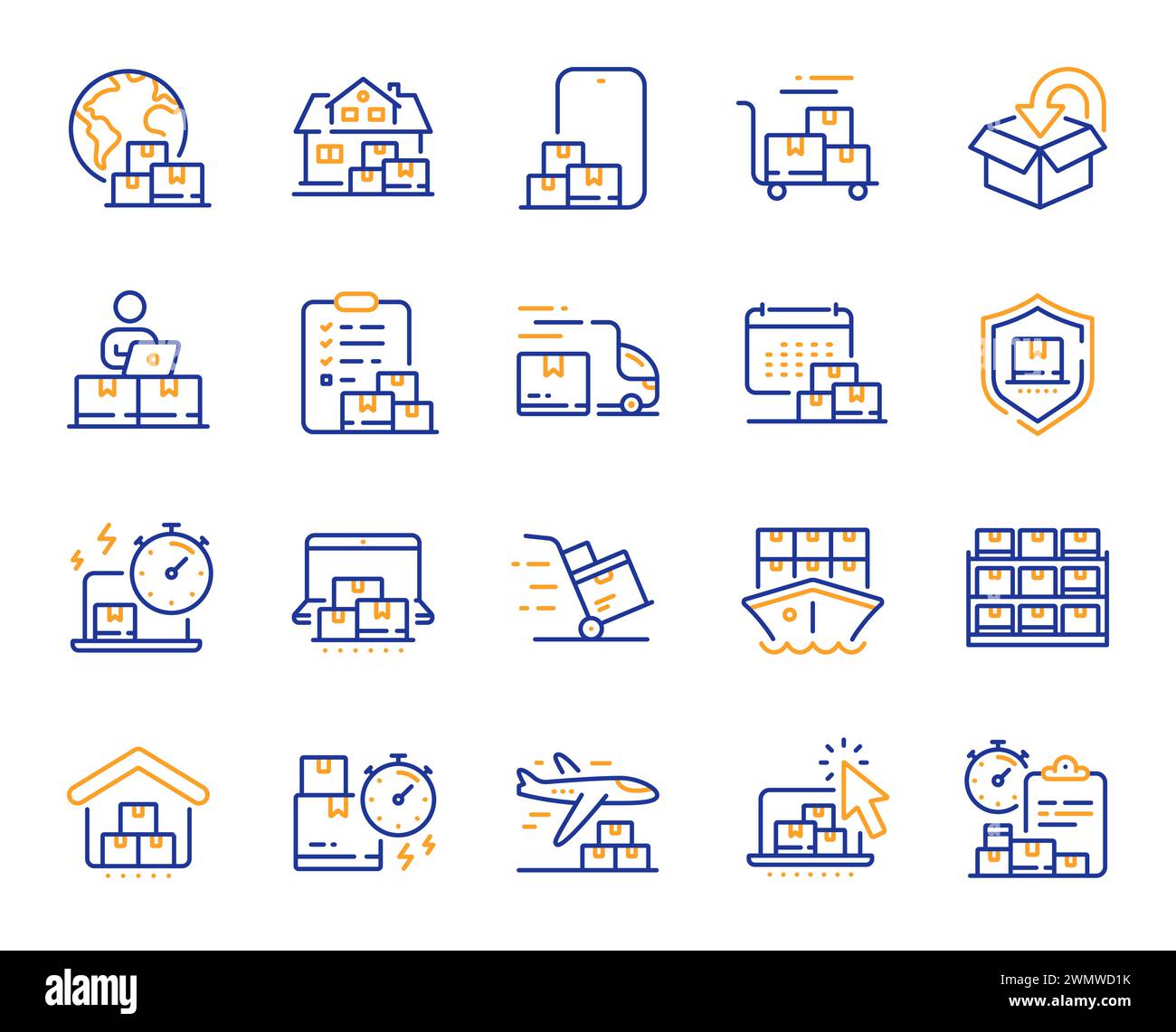 Delivery Line Icons Return Package Logistic Service And Delivery Date Set Vector Stock Vector