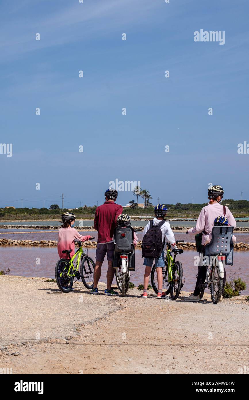 family bike ride, La Savina, Formentera, Pitiusas Islands, Balearic ...