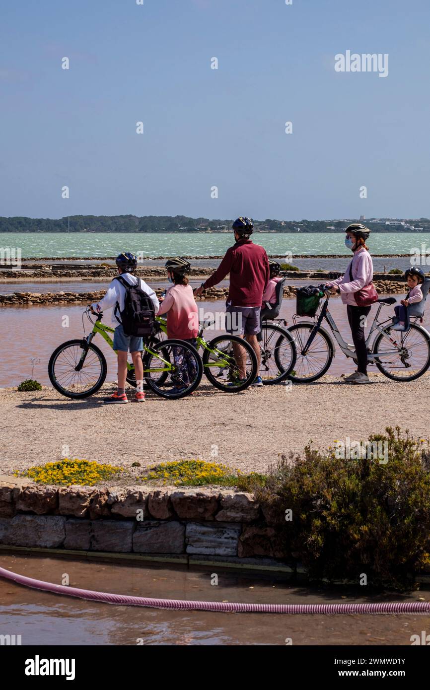 family bike ride, La Savina, Formentera, Pitiusas Islands, Balearic ...