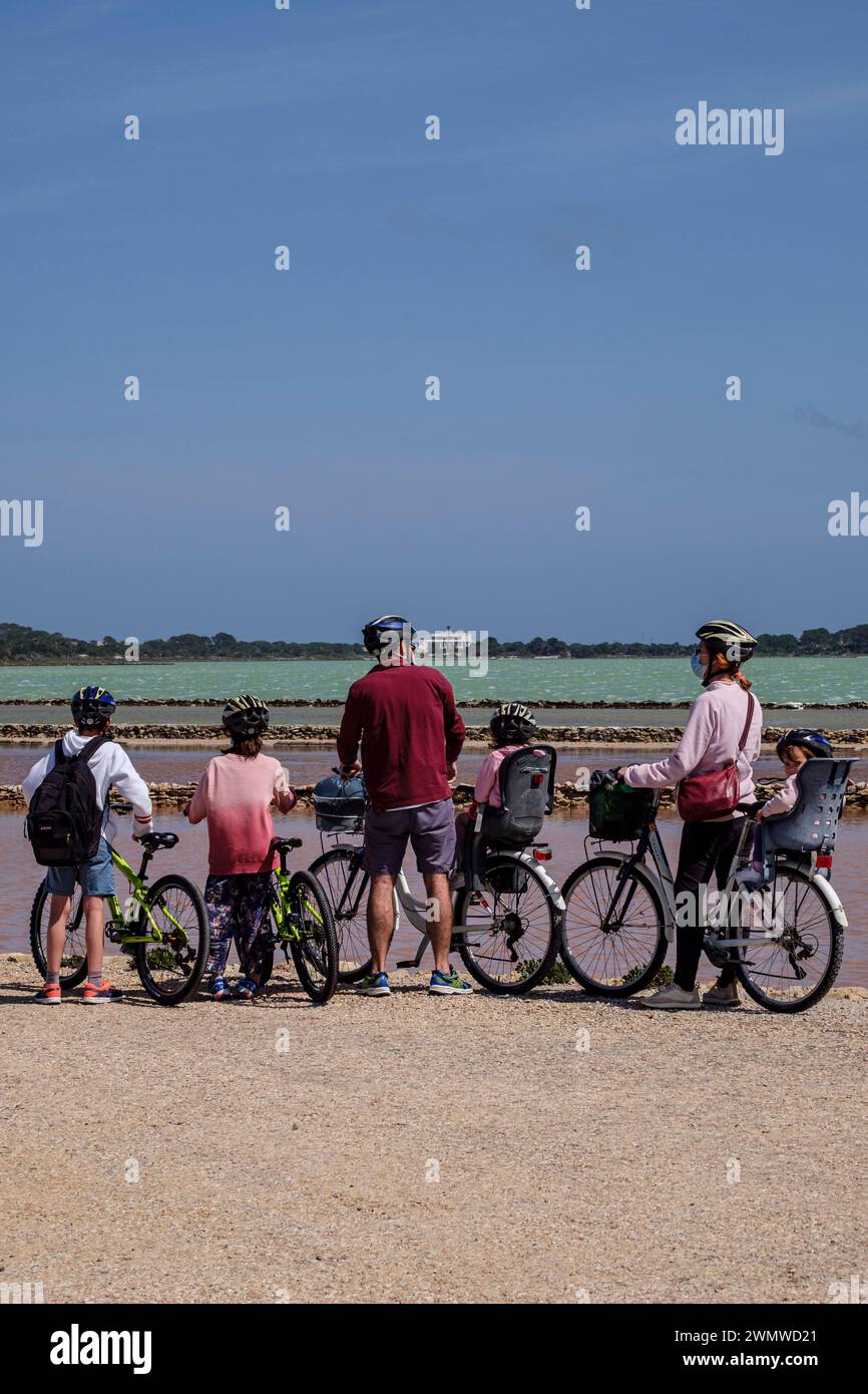 family bike ride, La Savina, Formentera, Pitiusas Islands, Balearic ...