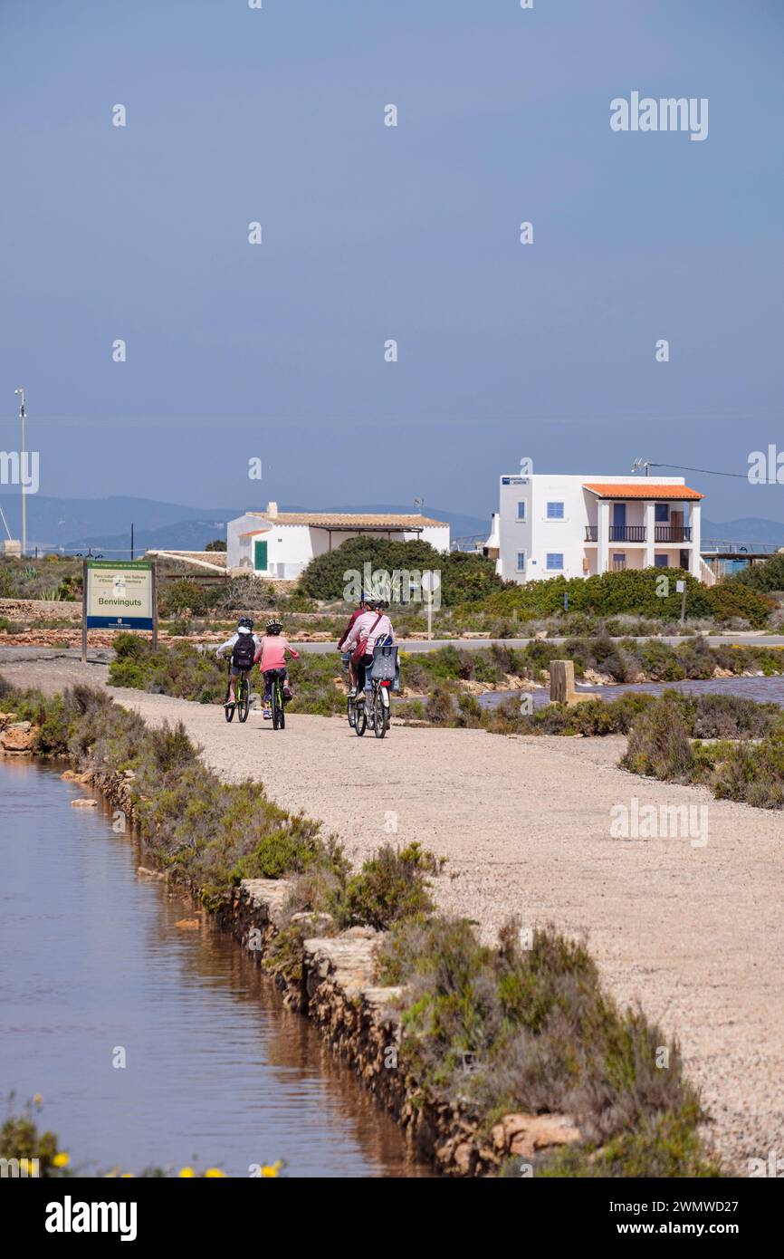 family bike ride, La Savina, Formentera, Pitiusas Islands, Balearic ...