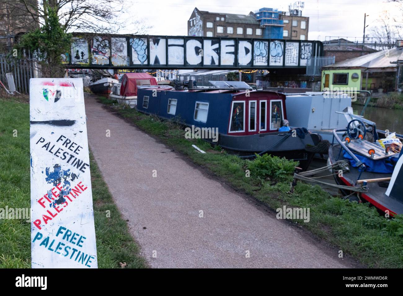 London, UK. 26th February, 2024. Pro-Palestinian street art is pictured ...
