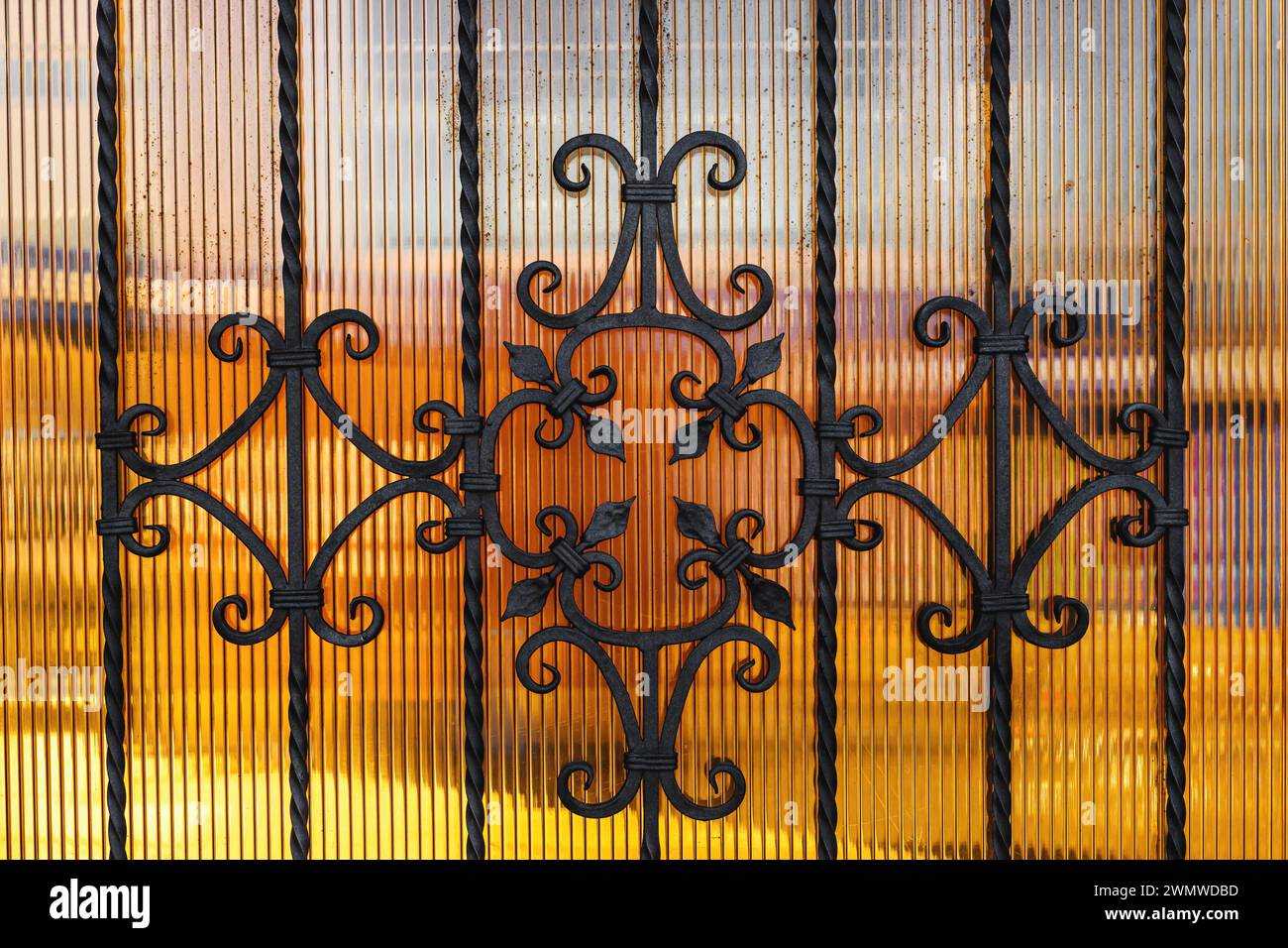 Wrought iron decoration on entrance gate as design element Stock Photo ...