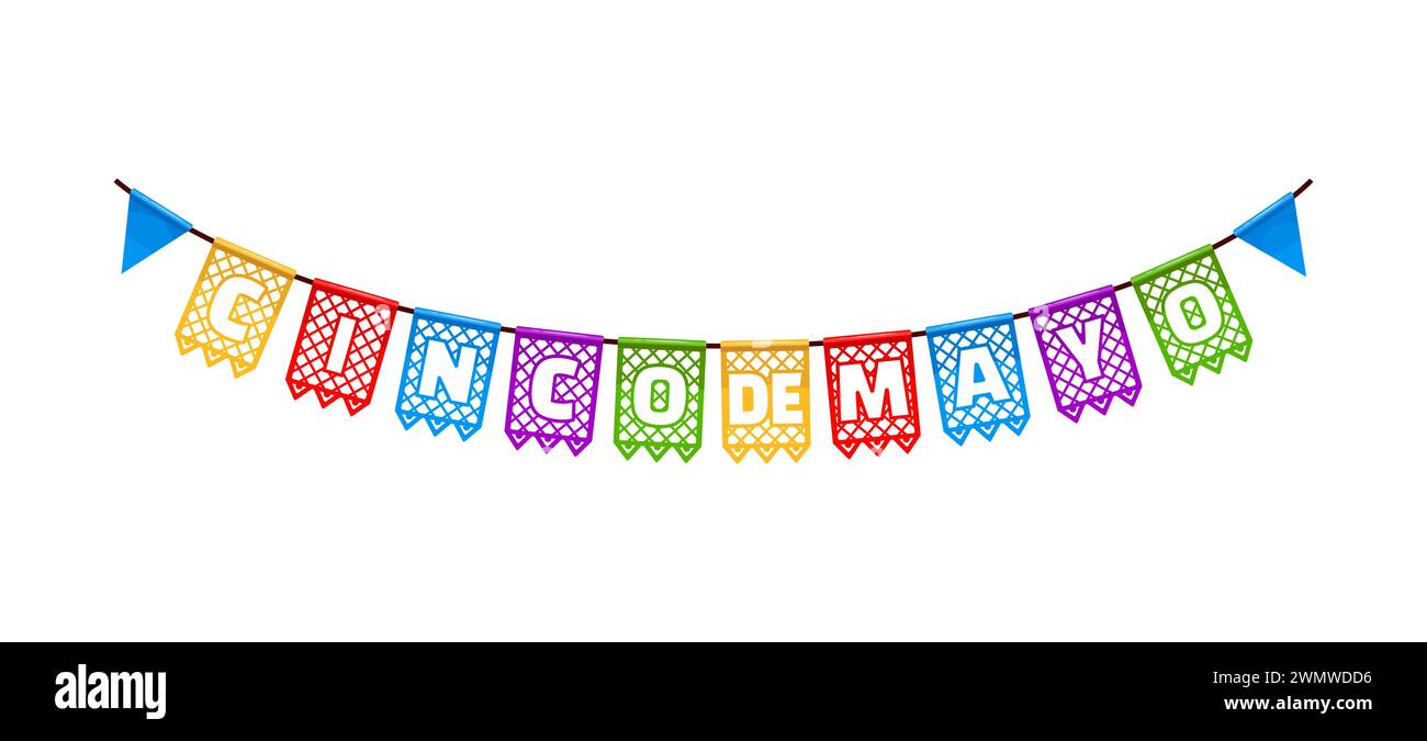 Mexican cinco de mayo holiday pennants. Isolated cartoon vector hanging ...