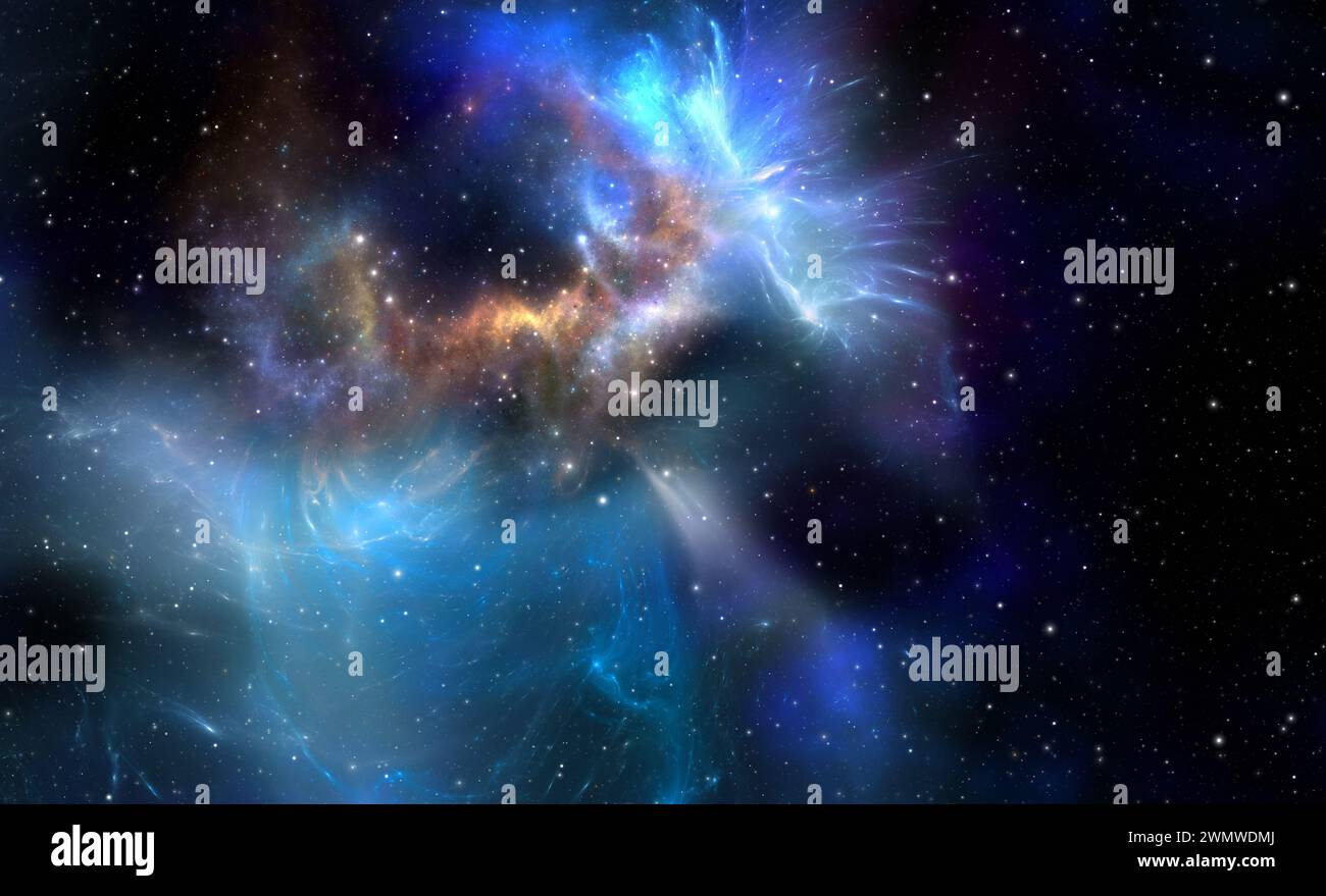 Blue space nebula Stock Photo - Alamy