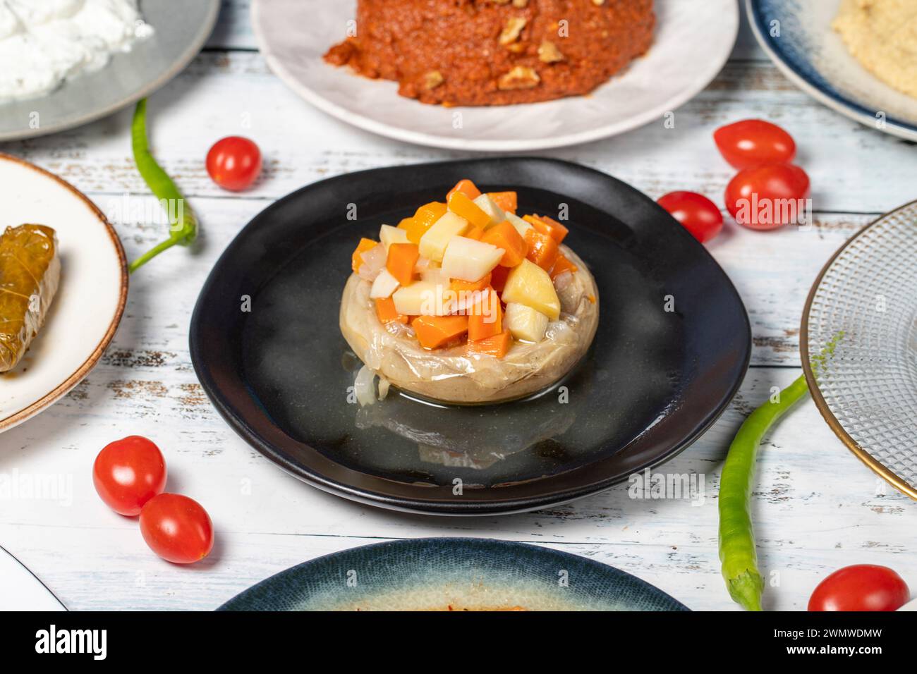 Appetizer varieties. Traditional Turkish and Arabic delicacies. Various ...