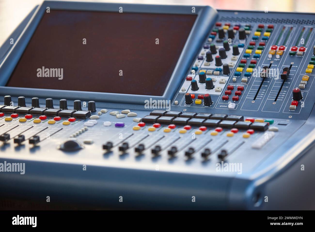 Professional audio mixer console detail. Sound equipment. Live concert ...