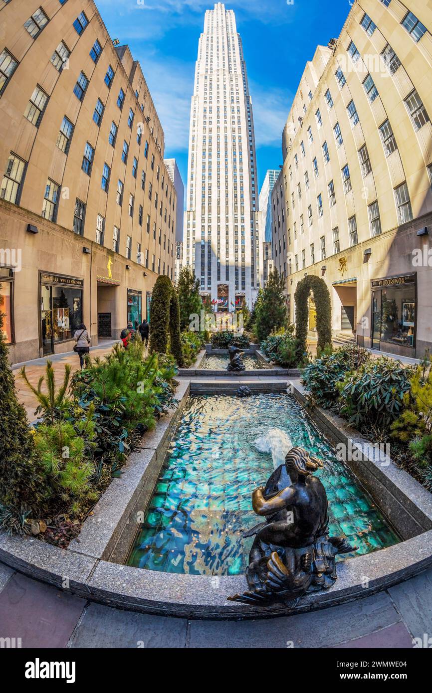 NEW YORK, USA - MARCH 7, 2020: Large angle view of the Channel Gardens ...