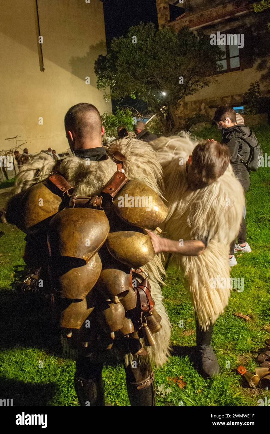 16 January 2024 - Italy, Sardinia, Nuoro, Ortuni, traditional bonfire ...